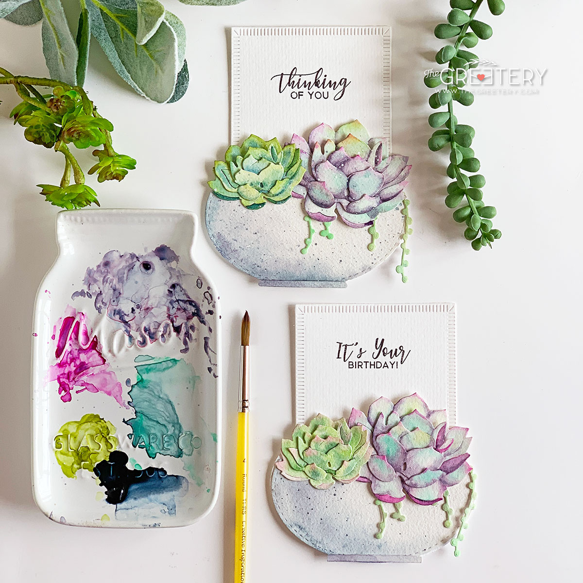 BotaniCuts Succulents Watercolor Tutorial + Succulent Garden Slider ...